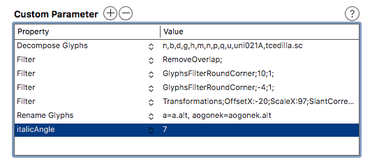 Support italicAngle Glyphs custom parameters · Issue #438 · googlefonts/fontmake · GitHub