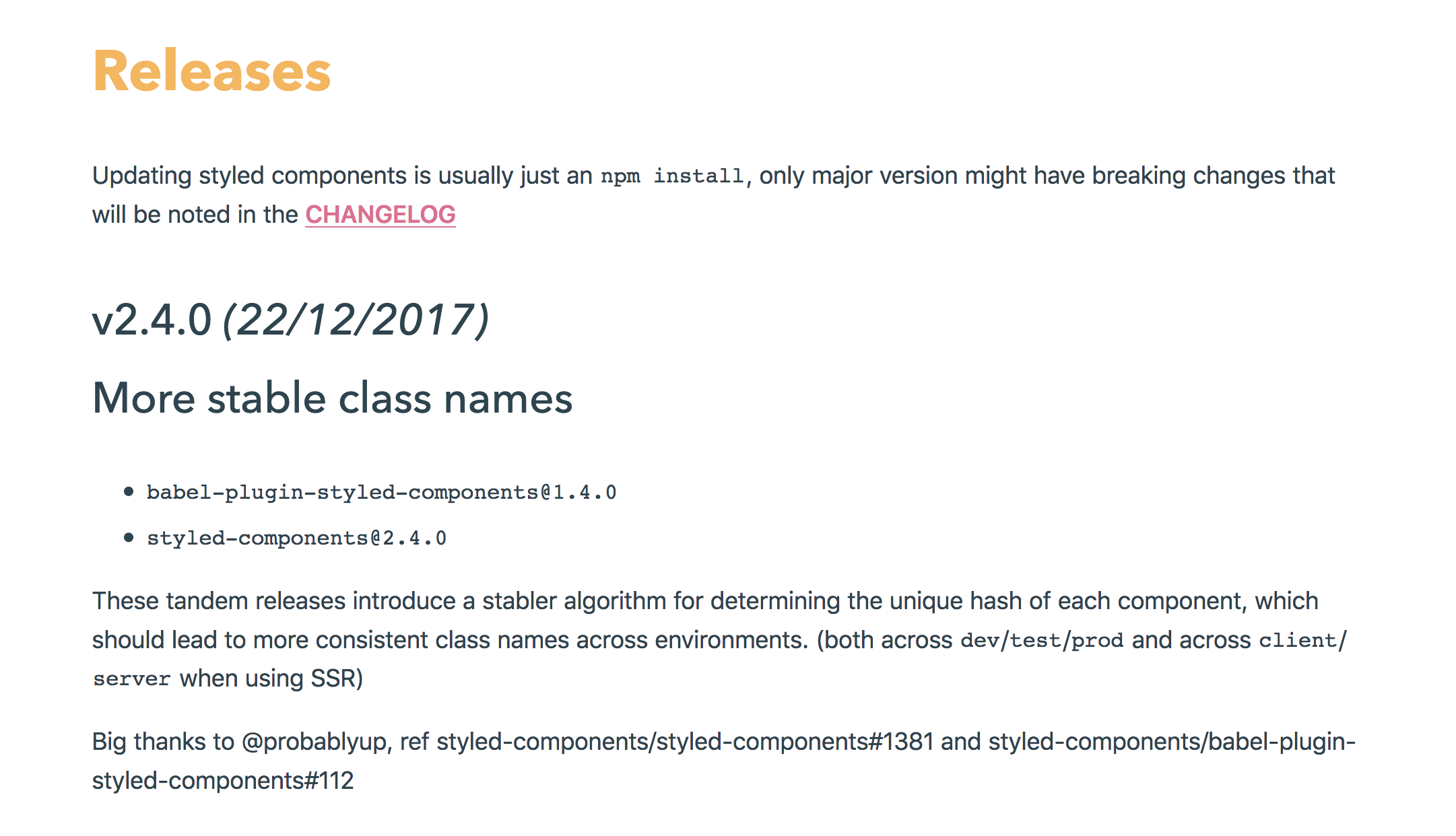 Adjust heading levels on releases page · Issue #202 · styled-components/styled-components ...