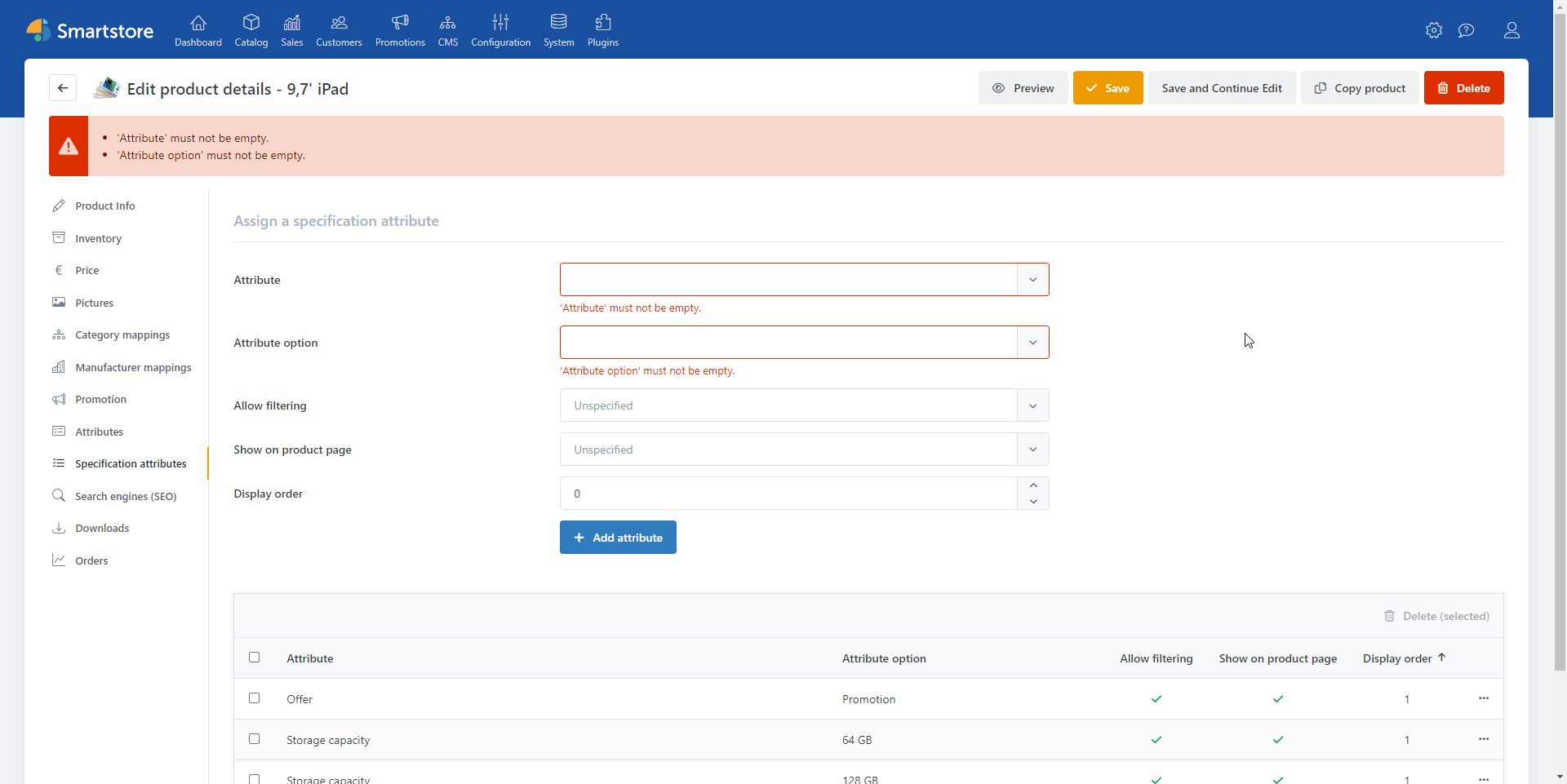 Specification attribute prompt without trying to add specification attribute · Issue #556 ...
