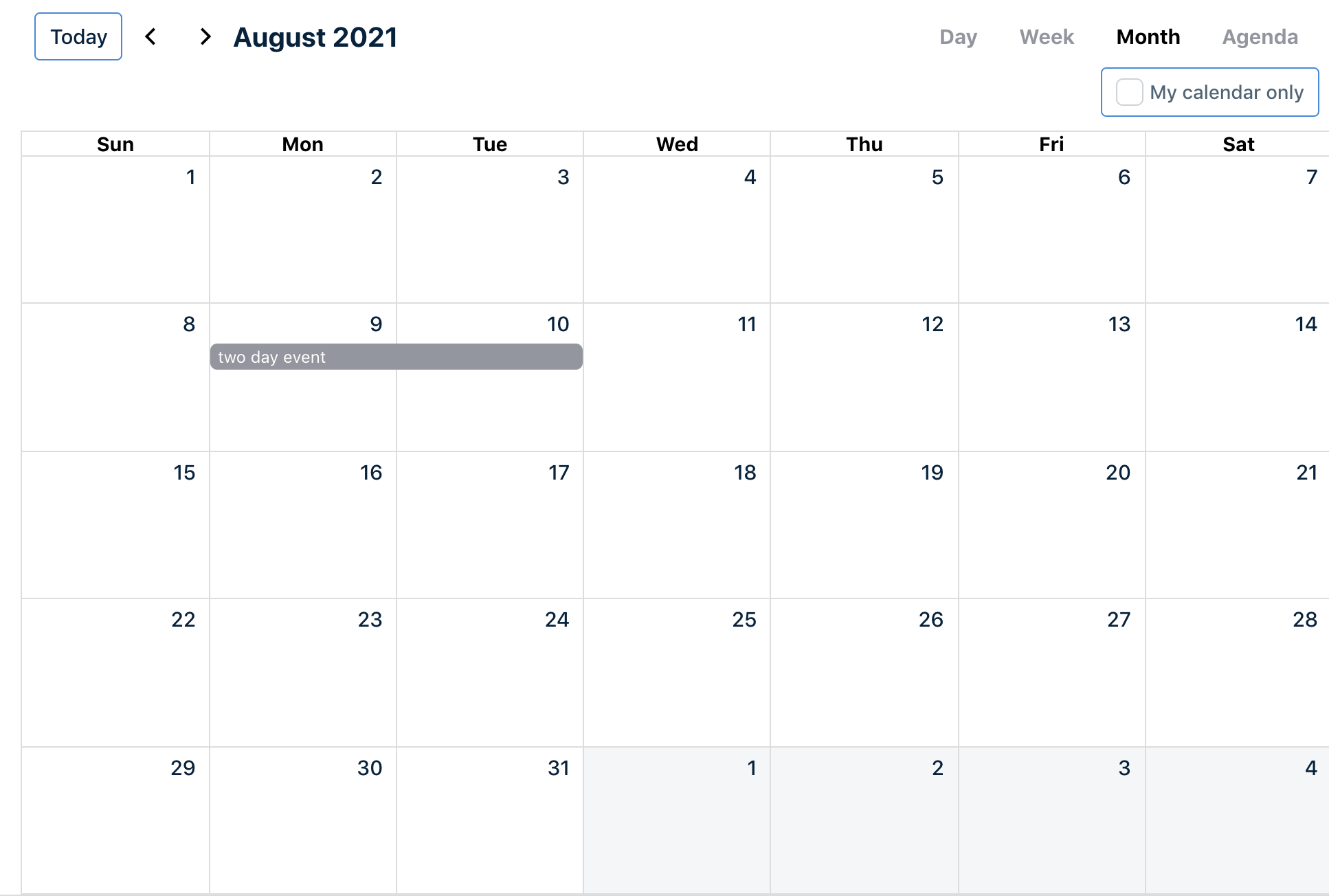 Incorrectly shortening the multi-day event time-slot span by 1 day · Issue #1909 · jquense/react ...