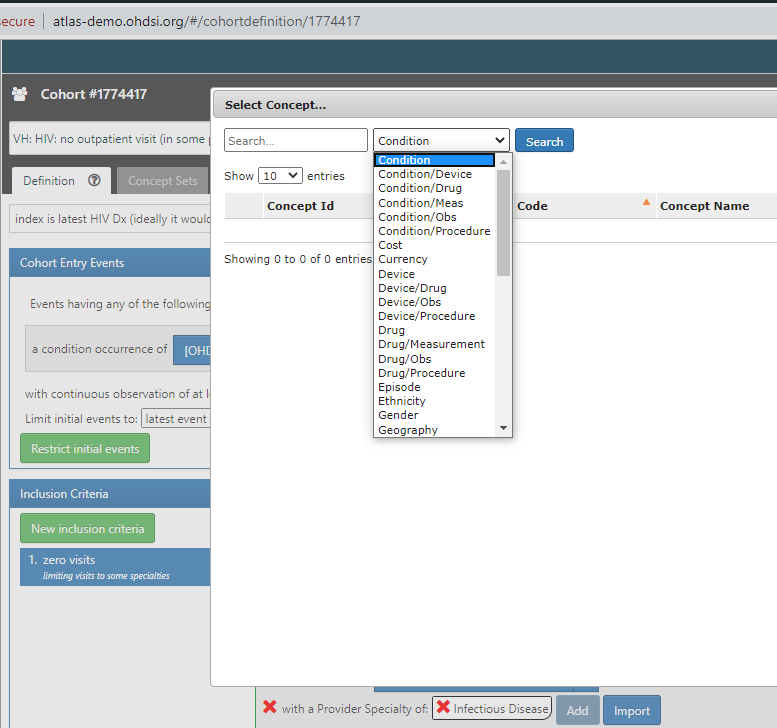 Ability to pick specialty · Issue #2233 · OHDSI/Atlas · GitHub