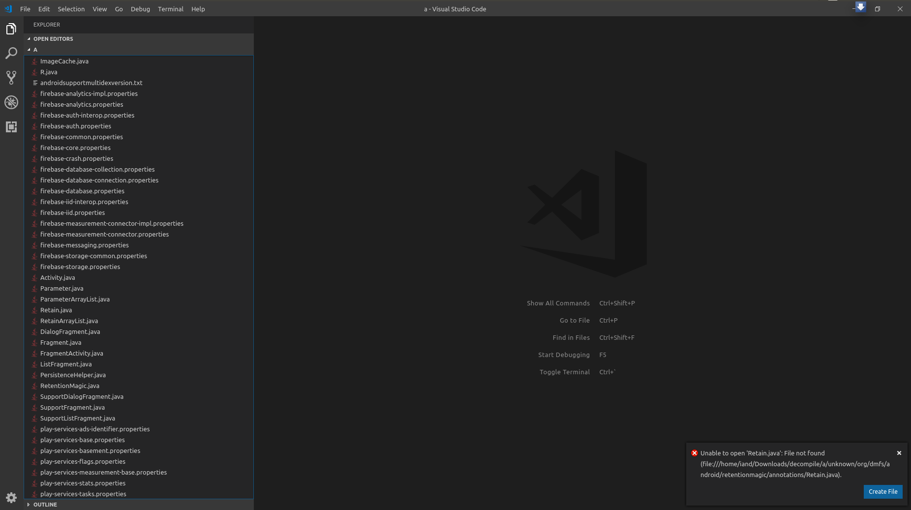 Unable To Open User java File Not Found file bla bla bla Model User 