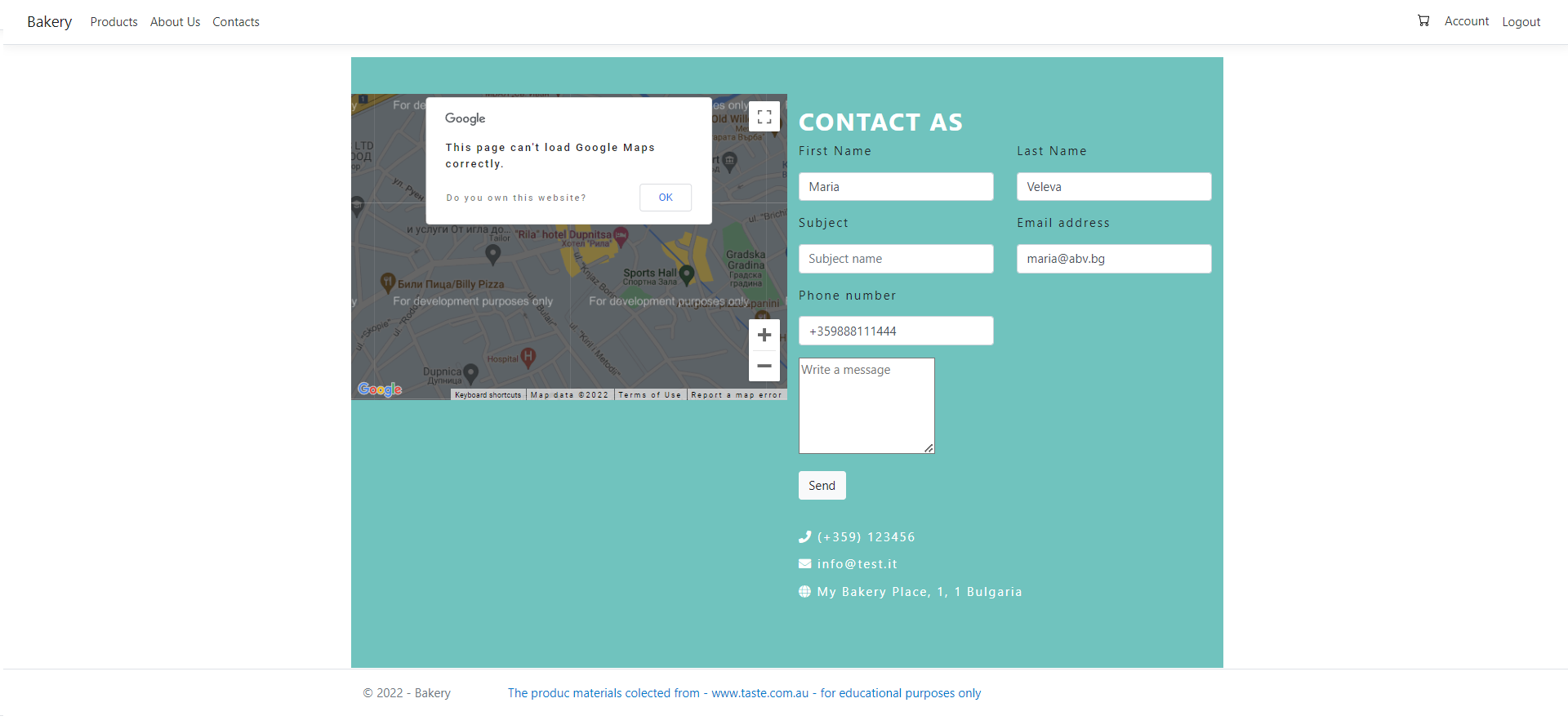 GitHub - Sand82/BakeryProject