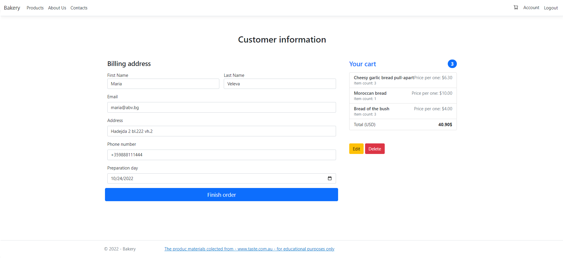 GitHub - Sand82/BakeryProject