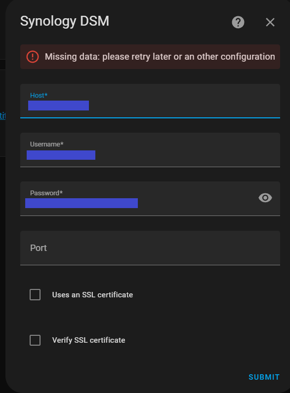Synology DSM integration fails to setup · Issue #92630 · home-assistant/core · GitHub