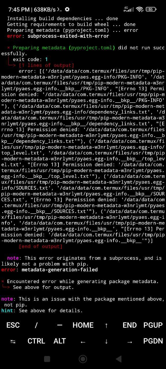 [Bug]: installing packages via pip is not working. · Issue #16879 · termux/termux-packages · GitHub
