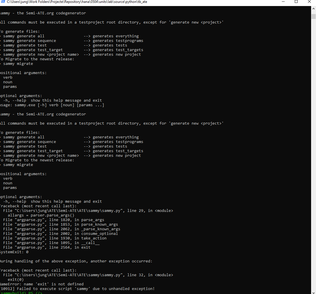 sammy -h -> get an exception · Issue #129 · Semi-ATE/Semi-ATE · GitHub