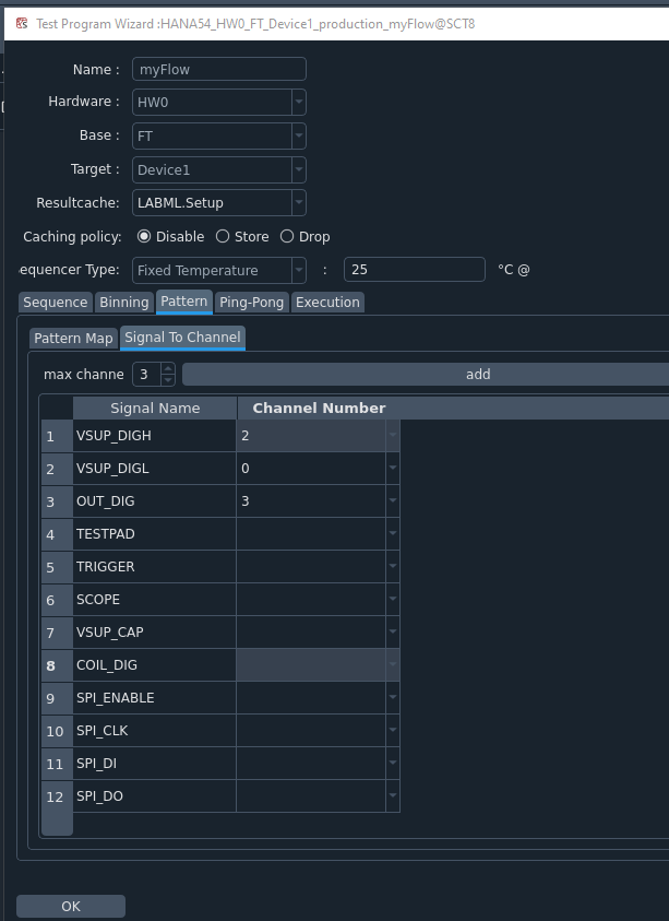 Exception in Test Program Wizard-> Pattern -> Signal to Channel, and ...