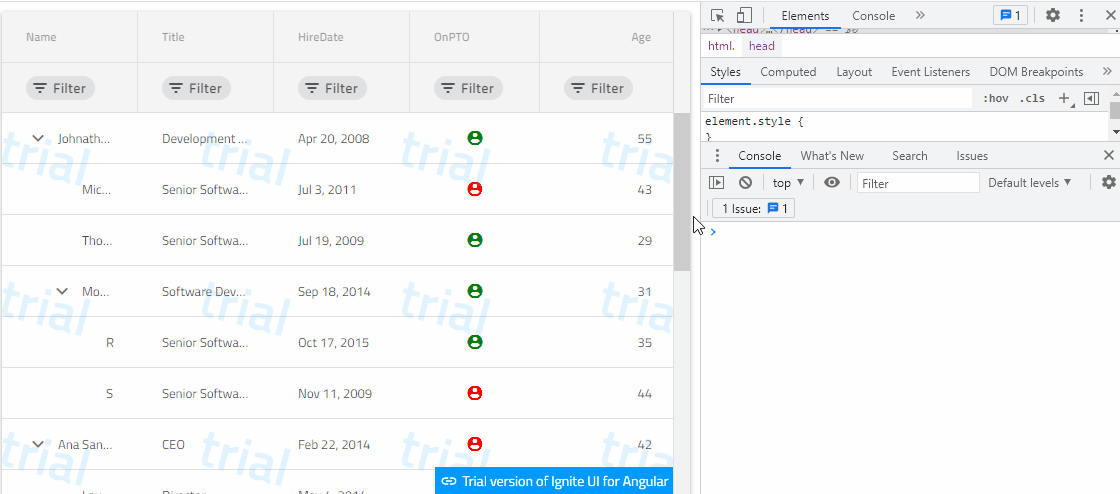 IgxActionStrip: an error in the console is thrown during scrolling of the grid · Issue #9976 ...