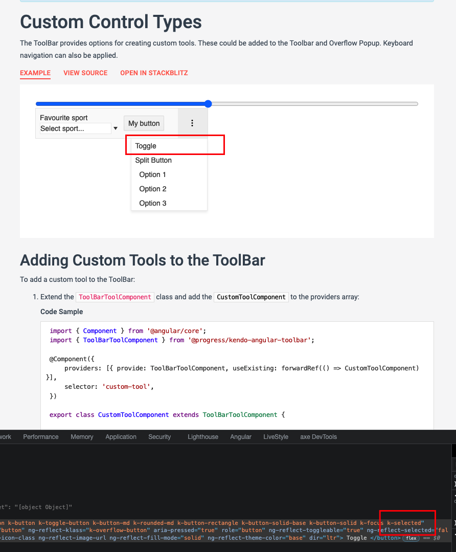 [Toolbar] Toggle buttons "selected" styling not applied in overflow popup · Issue #3216 ...