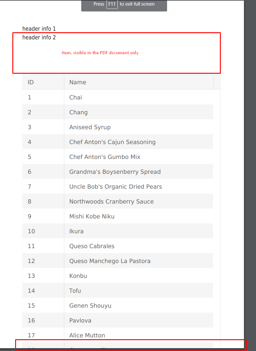 PDFExport - page break not calculated properly when there is an element rendered in the PDF only ...