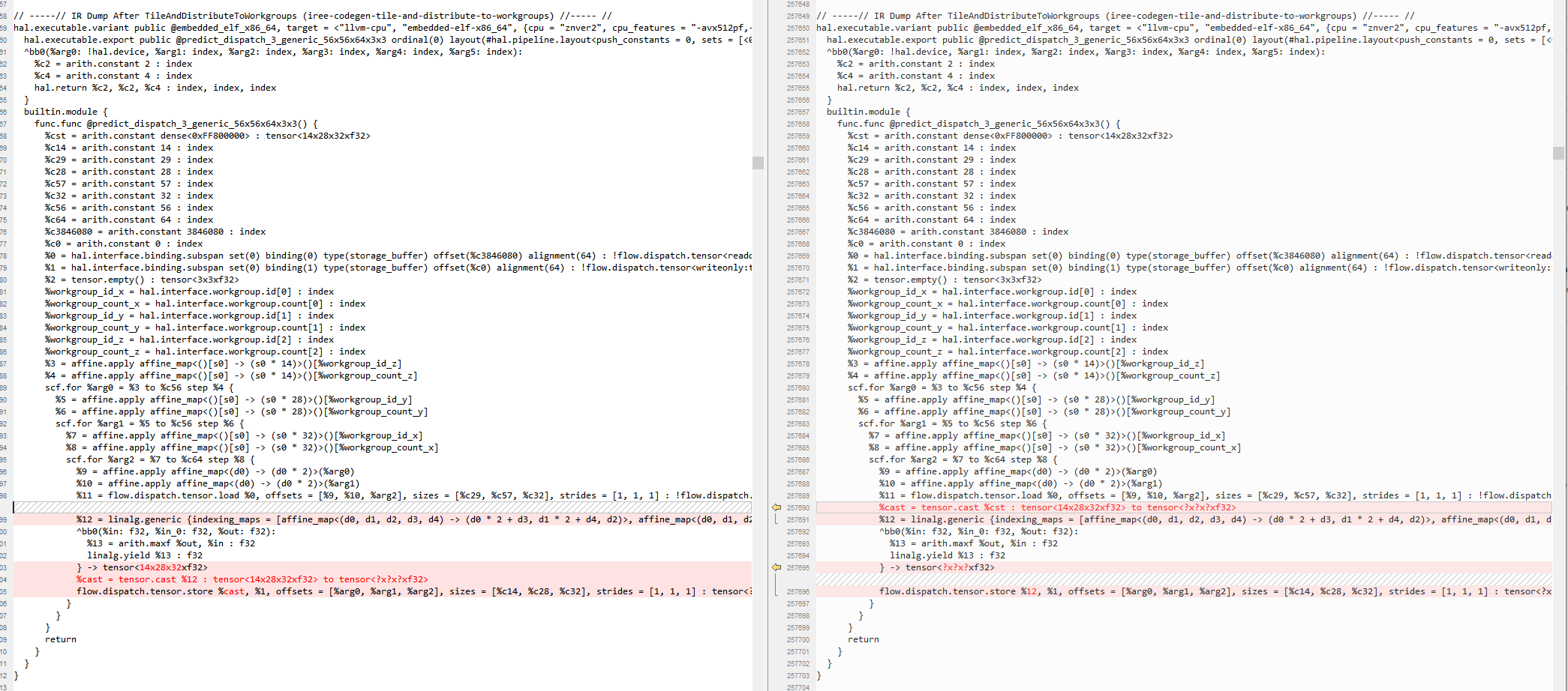 TileAndDistributeToWorkgroups change introducing stack allocations and ...