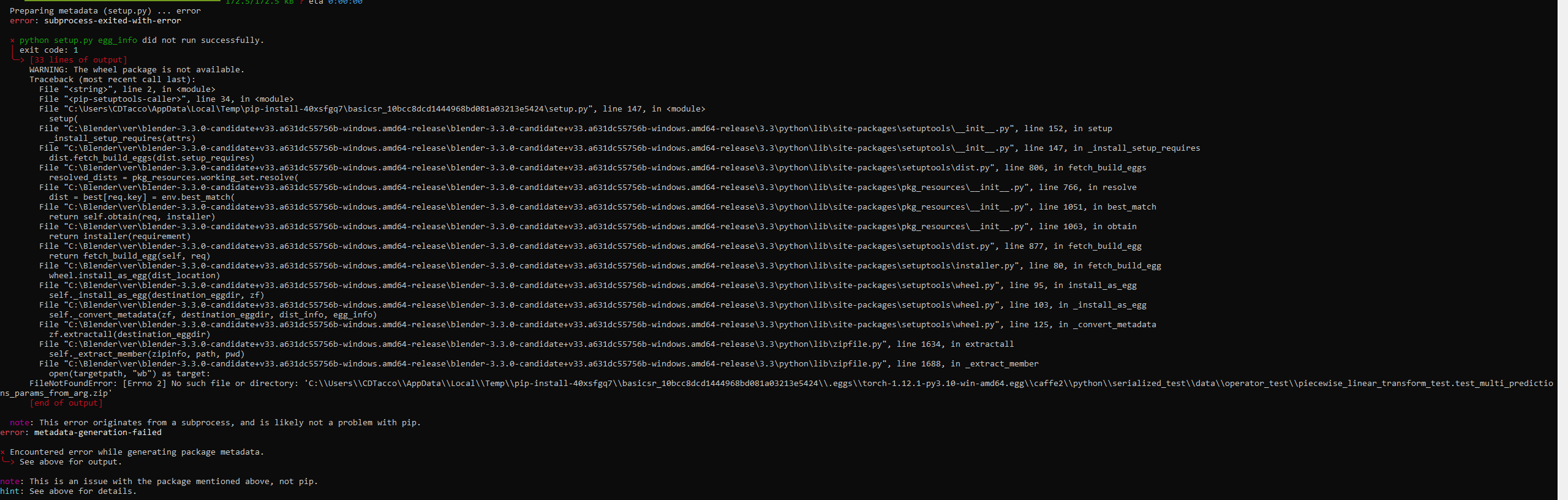 'python setup.py egg_info' failure when installing dependencies · Issue #182 · carson-katri ...