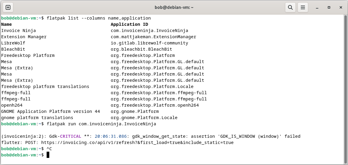 Error with new Flatpak package · Issue #607 · invoiceninja/admin-portal · GitHub