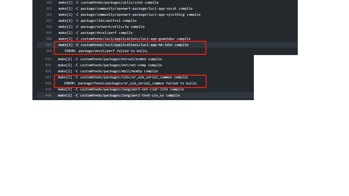 编译package：perf、xr_usb_serial_common 失败 · Issue #6880 · coolsnowwolf/lede · GitHub