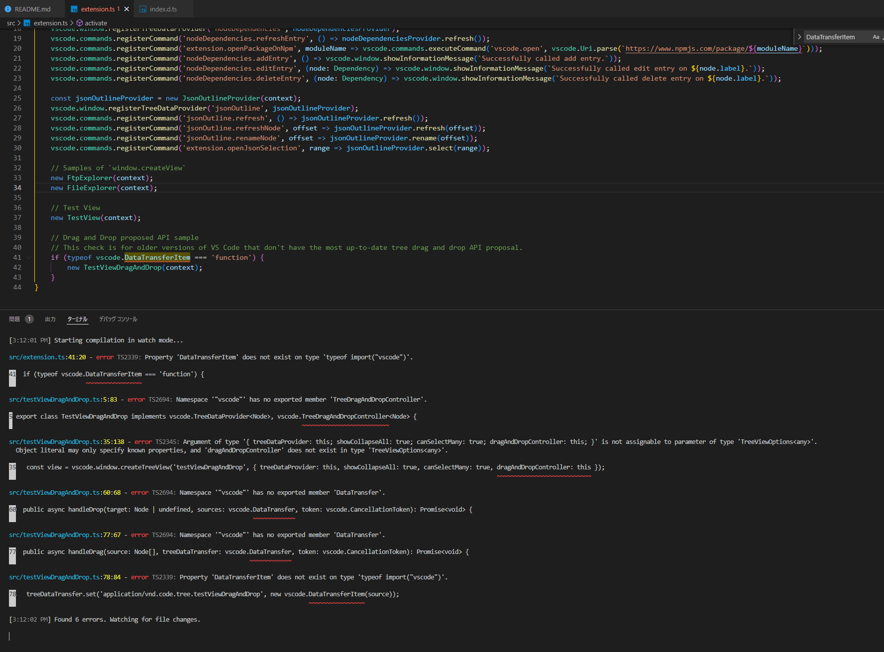 Cannot find `DataTransferItem` when trying `tree-view-sample` · Issue ...