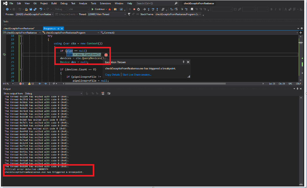 ERROR: Unhandled exception at realsense2.dll · Issue #9698 ...
