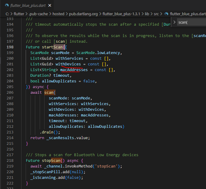 How to use macAddresses in StartScan() ? · Issue #144 · boskokg/flutter ...
