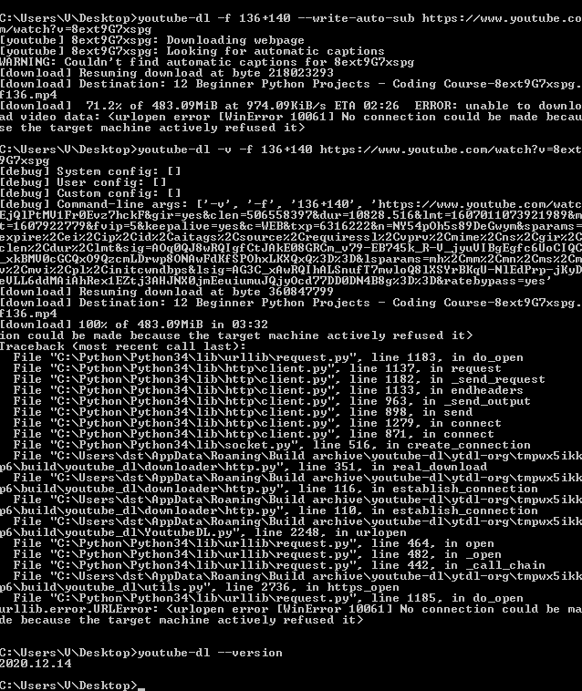 error in video downloading from youtube. · Issue #27429 · ytdl-org ...