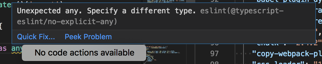 VSCode quickfix to disable rule · Issue #709 · microsoft/vscode-eslint ...
