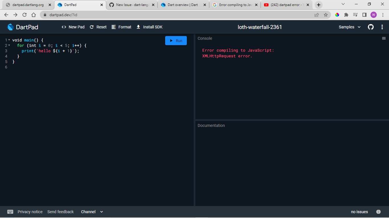 Dartpad Error · Issue 2328 · Dart Lang Dart Pad · Github
