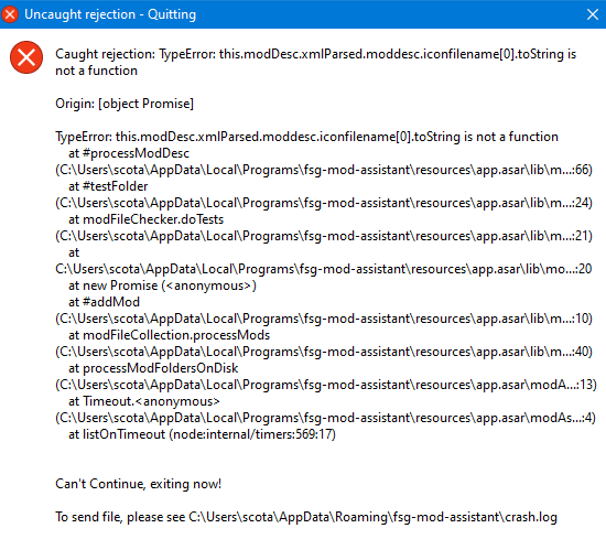 [BUG] ModAssistant 2.2.2 Crashes on Startup · Issue #110 · FSGModding/FSG_Mod_Assistant · GitHub
