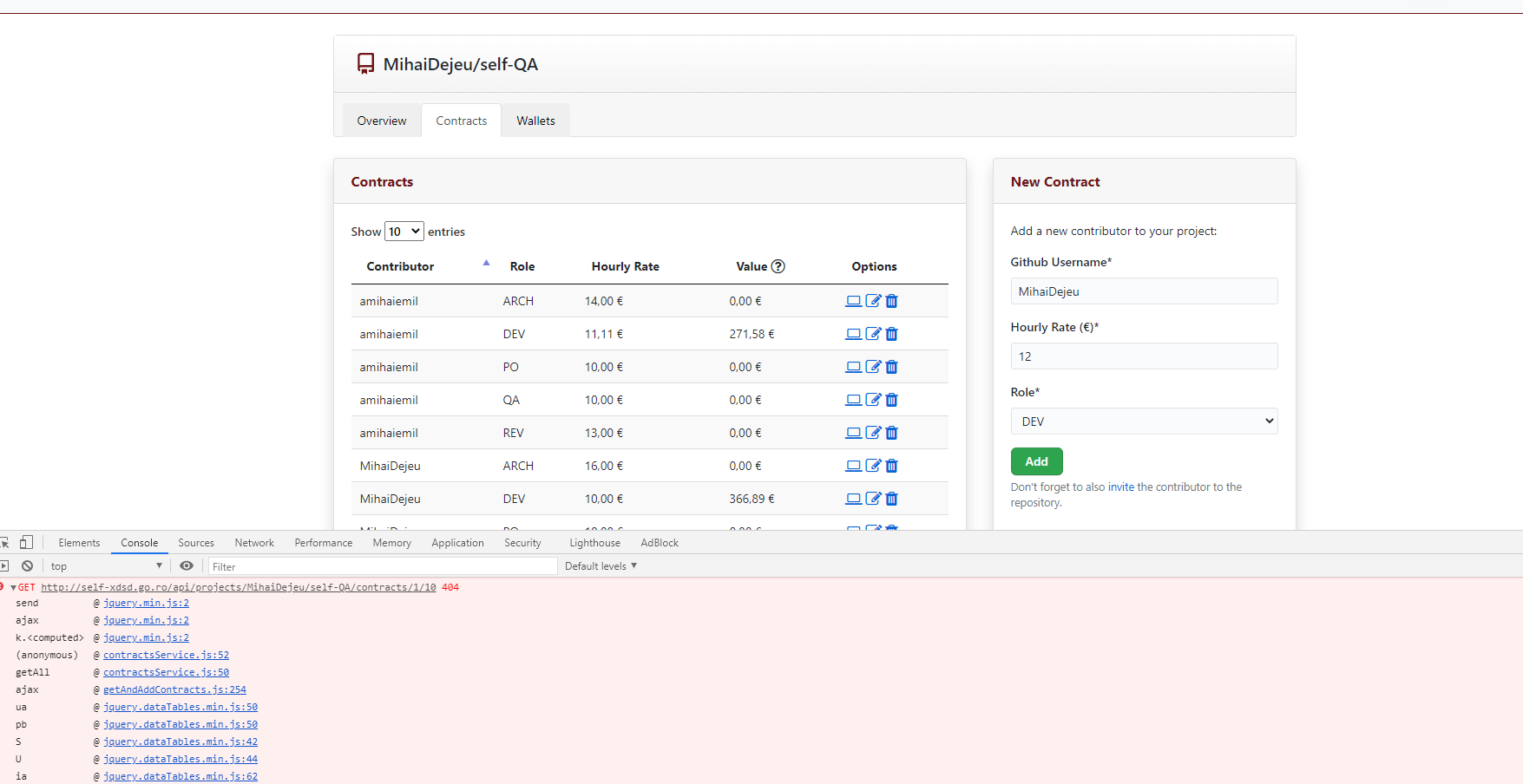 Console error when refreshing the contract list for MihaiDejeu/self-QA repository · Issue #247 ...