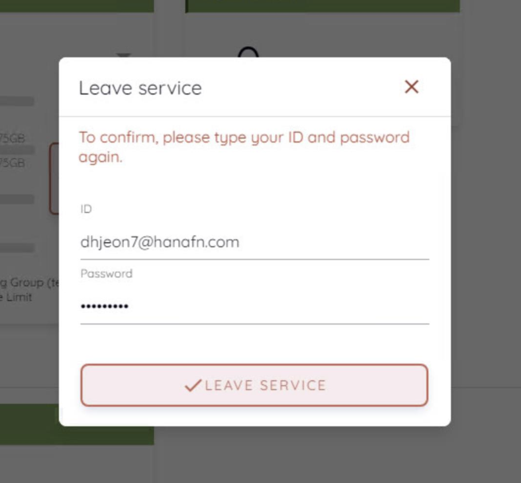 After completing signout (leave service), no logout or dialog close ...