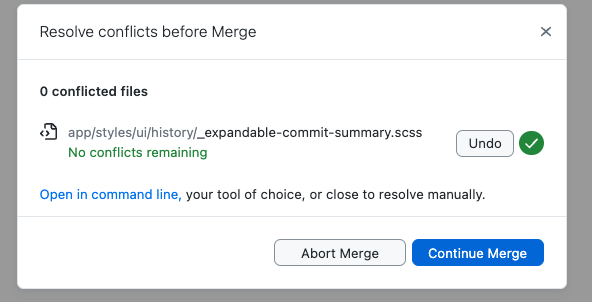 Conflicts Handler Wrapping regression. · Issue #17540 · desktop/desktop · GitHub