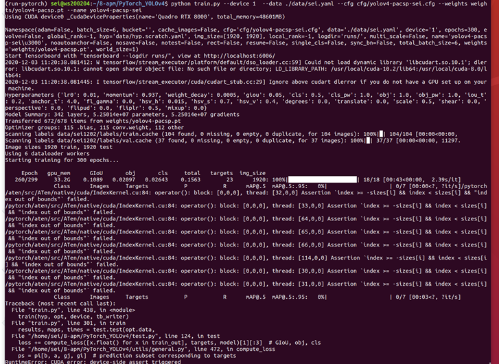 CUDA error: device-side assert triggered · Issue #181 · WongKinYiu/PyTorch_YOLOv4 · GitHub