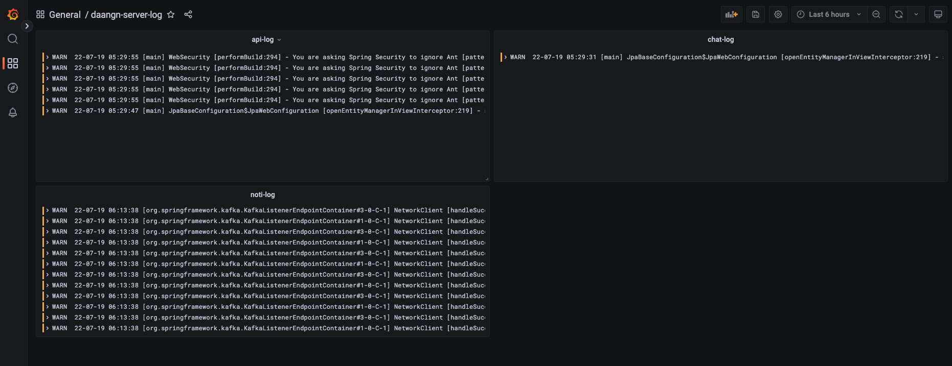 Spring Boot 로그 모니터링 적용 (서버 외부에 로그를 쌓는 법) · Issue #129 · daangn-daangn/daangn-server · GitHub