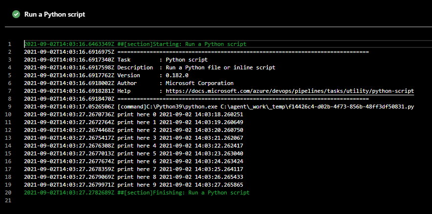 Python Script Task Does Not Print During Script Execution To The Console Output In Azure Devops