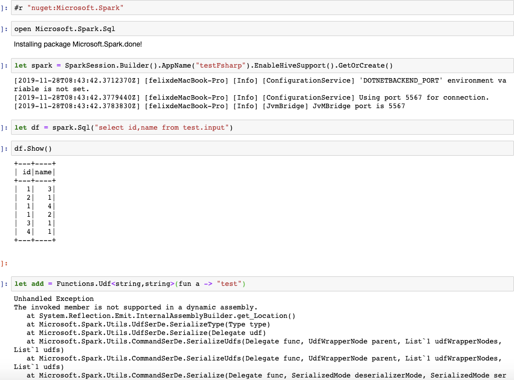 jupyter notebook use Microsoft.Spark can't Using UDF · Issue #673 · dotnet/try · GitHub