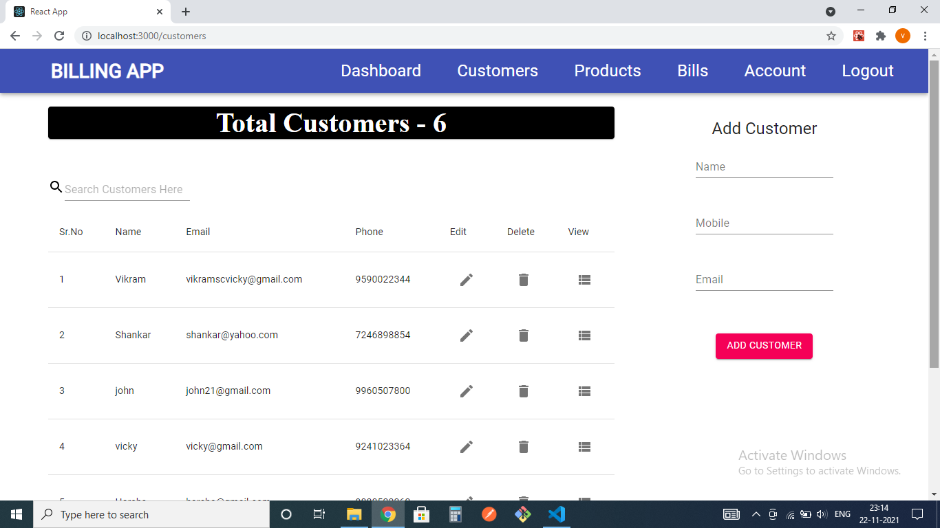 GitHub - vikram221092/Billing-App: Billing Application React-Redux