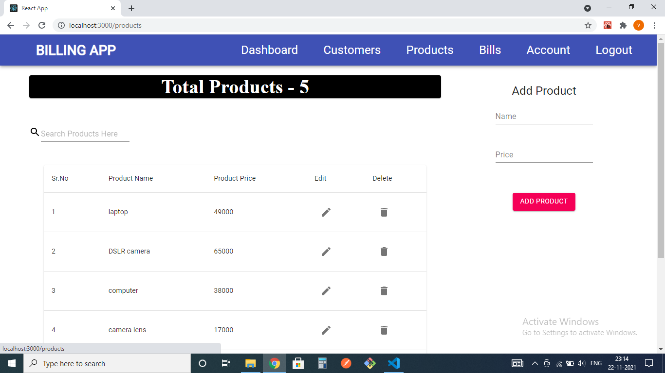 GitHub - vikram221092/Billing-App: Billing Application React-Redux