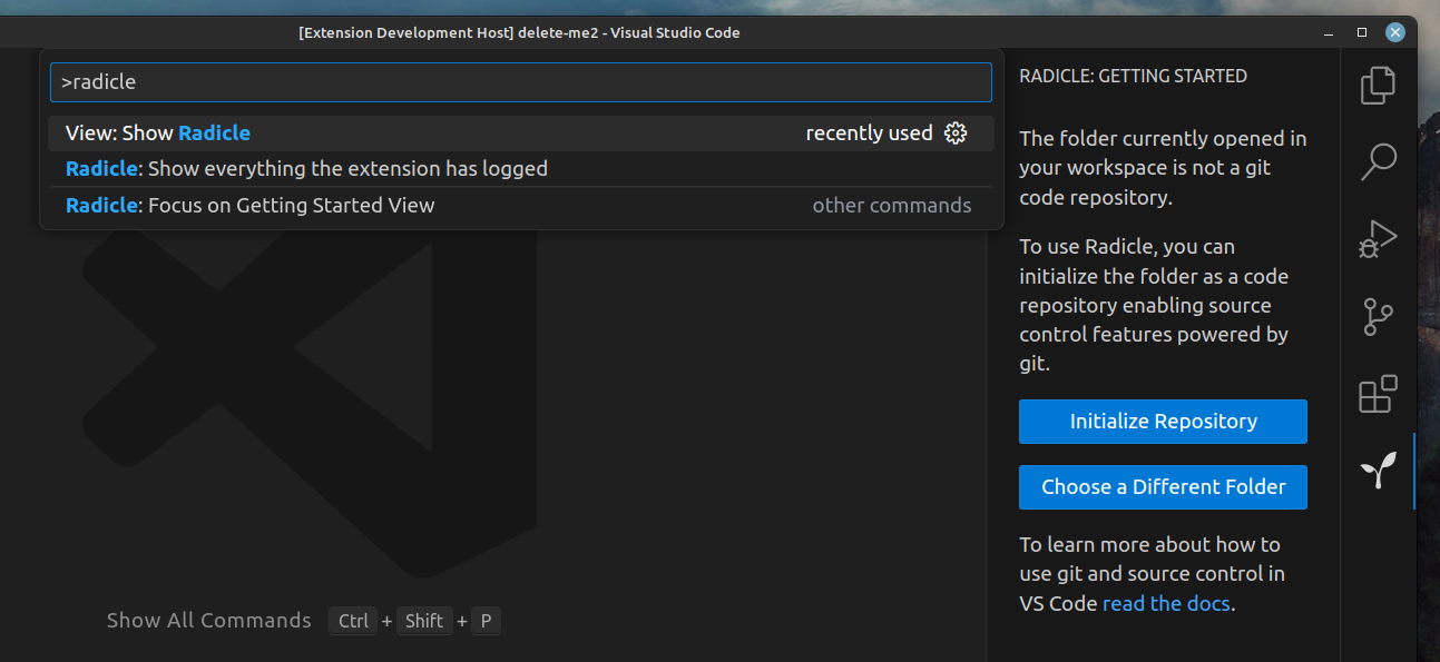 Hide Radicle commands and UI when not applicable · Issue #25 · cytechmobile/radicle-vscode ...