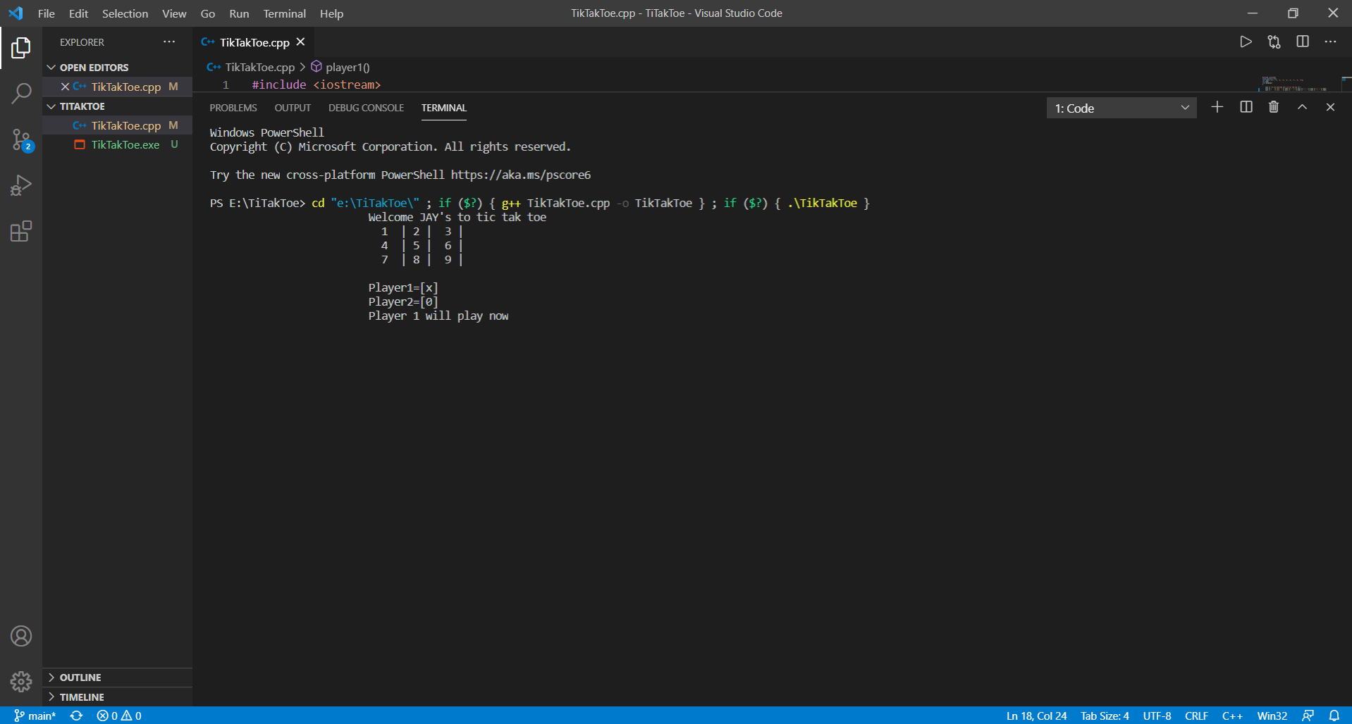 GitHub - jaywadekar18/TikTakToe