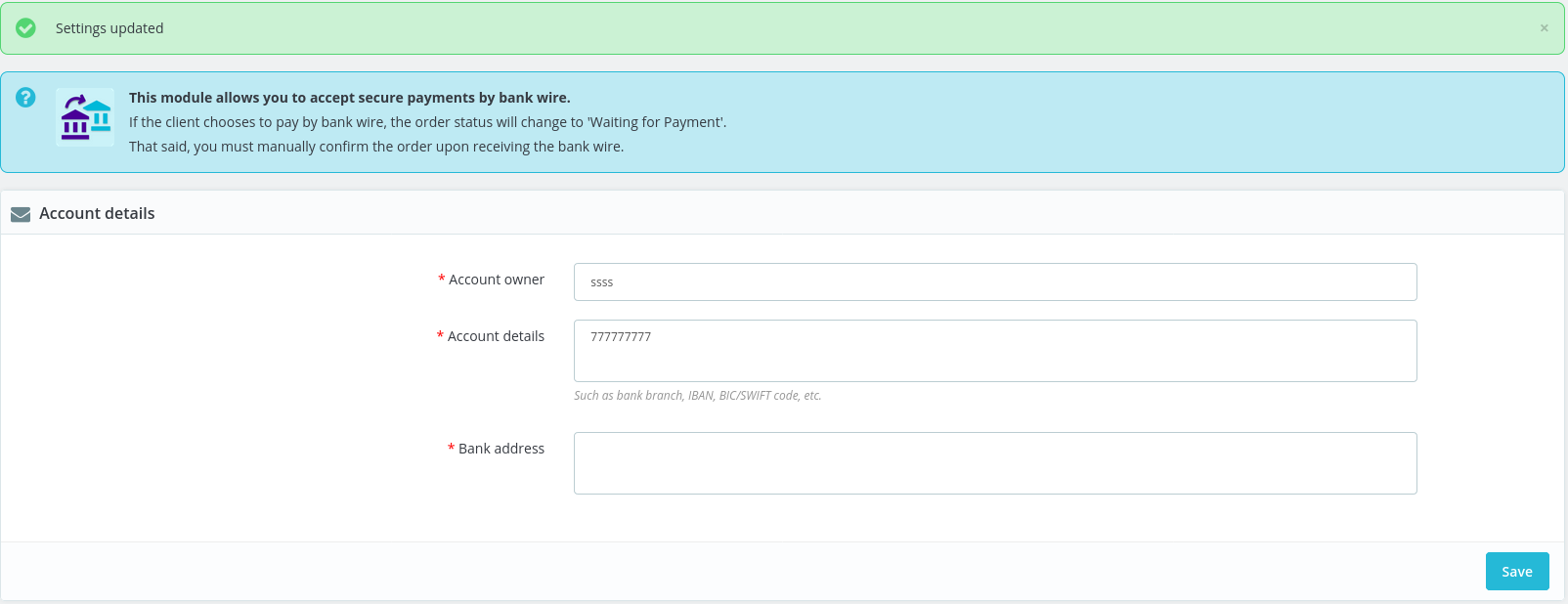 Bank address mandatory field does not work. [Bank transfer module] · Issue #28351 · PrestaShop ...