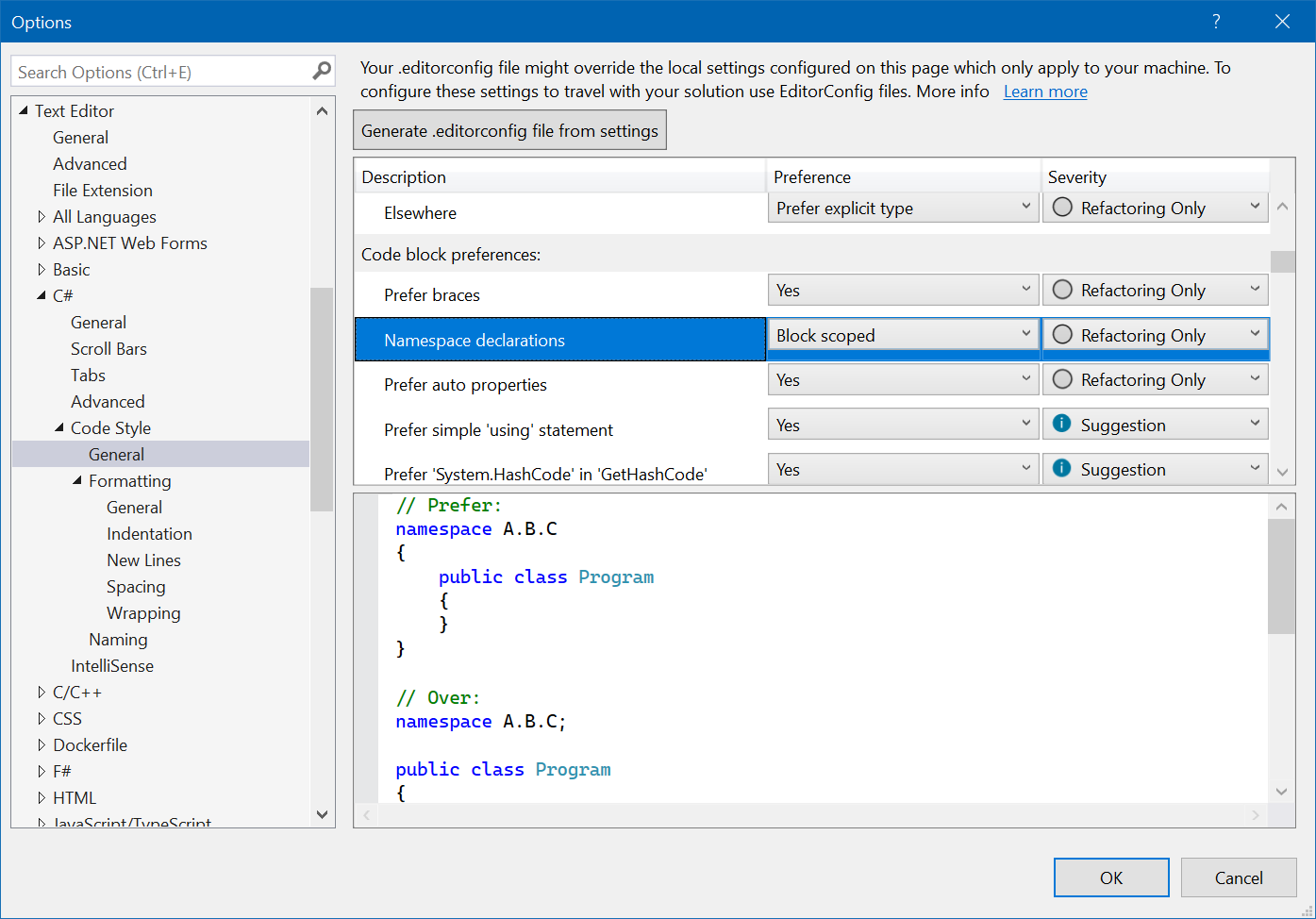 File scoped namespace is not generated anymore in .Net 6 RC1 · Issue #56410 · dotnet/roslyn · GitHub