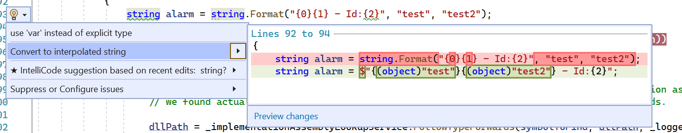 Convert to interpolated string adds (object) to everything · Issue #61346 · dotnet/roslyn · GitHub