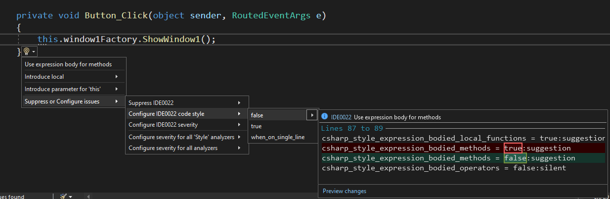 Configure code style does nothing, does not apply to editorconfig · Issue #63216 · dotnet/roslyn ...