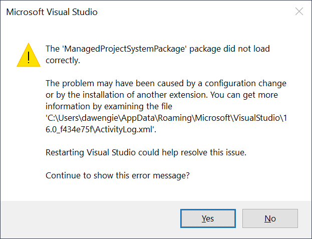 Error When Opening Projectsystem Sln In D16 1stg 28802 115 · Issue 4679 · Dotnet Project