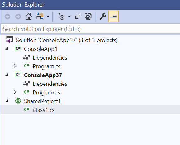 Shared Projects don't show in Dependencies node · Issue #4969 · dotnet/project-system · GitHub