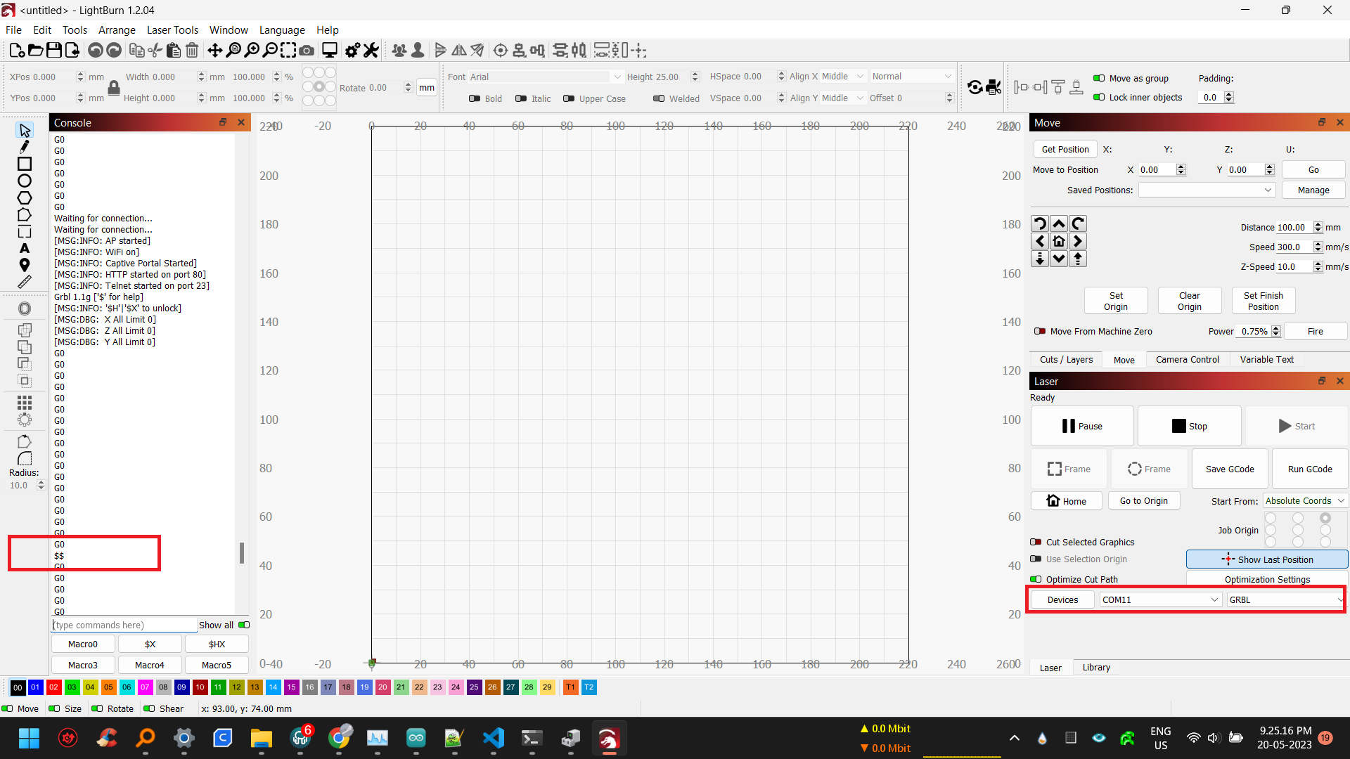 Unable to connect with Lightburn GRBL (1.1f or later) · Issue #898 · bdring/FluidNC · GitHub