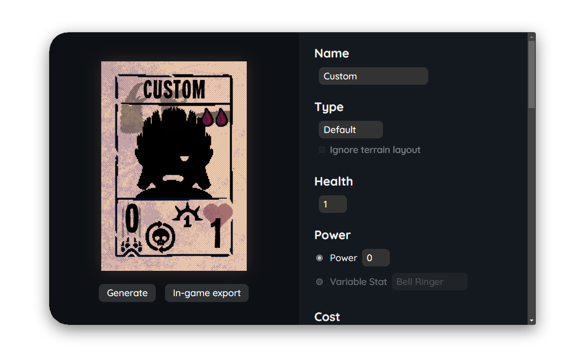 GitHub - vladdeSV/inscryption-card-client: Web client for custom card generator