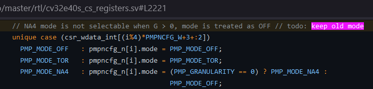 pmpncfg "keep old mode" · Issue #294 · openhwgroup/cv32e40s · GitHub