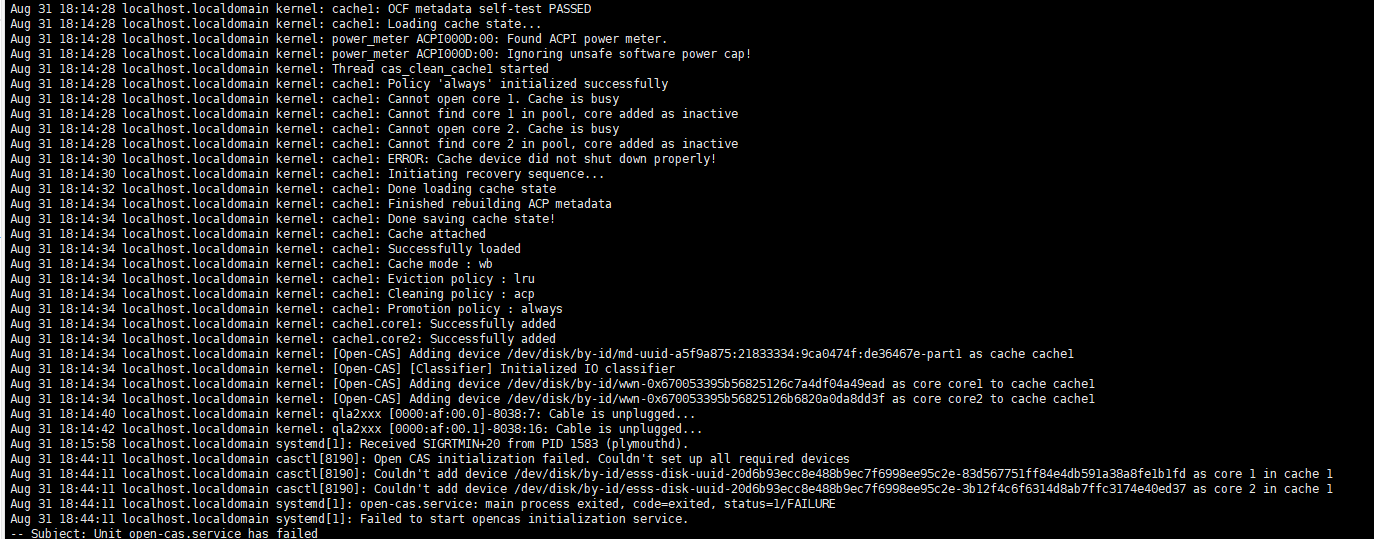 sudden power lost test fail to load device if configure opencas.config ...