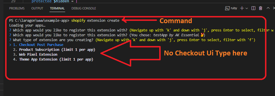 Bug Checkout Ui Type Is Missing While Create Shopify Extension Using