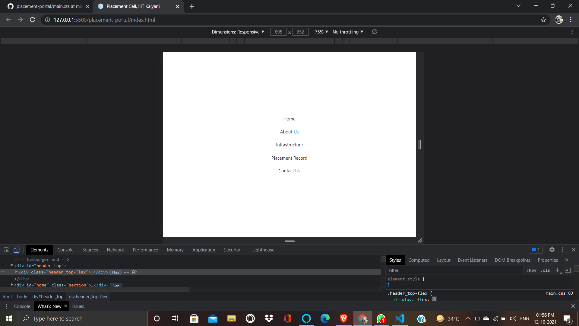 Hamburger is not visible · Issue #62 · GDSC-IIIT-Kalyani/placement-portal · GitHub