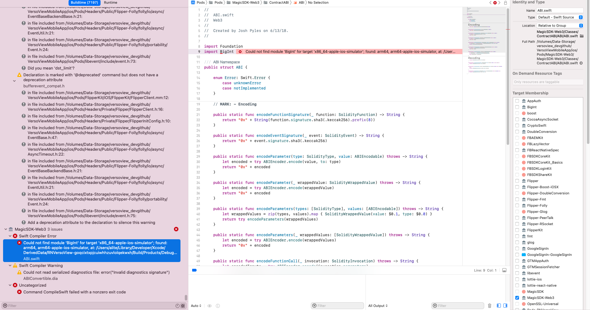 Could not find module 'BigInt' for target 'x86_64-apple-ios-simulator'; found: arm64, arm64 ...